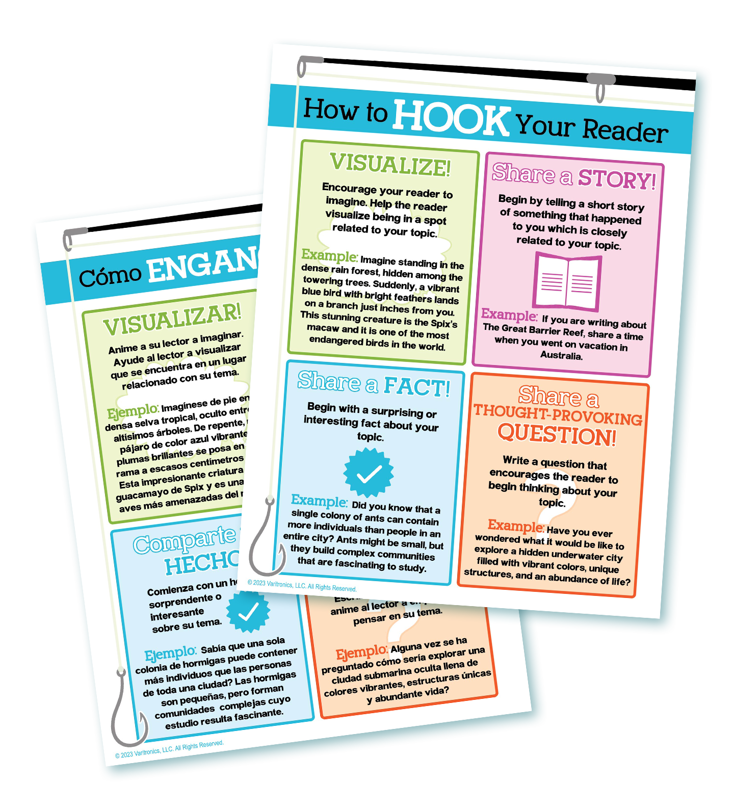 How to HOOK Your Reader Poster SPANISH & ENGLISH - VariQuest Resource ...